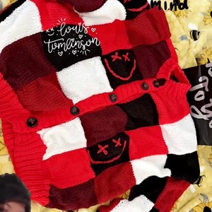 Patchwork Oversized Cardigan Hand Knitted Blue&gray Cardigan - Etsy