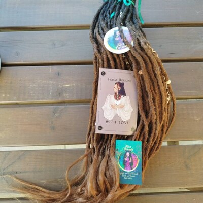 Double Ended Wool Dread Extensions Bohemian Dreads Dark Brown Emerald ...
