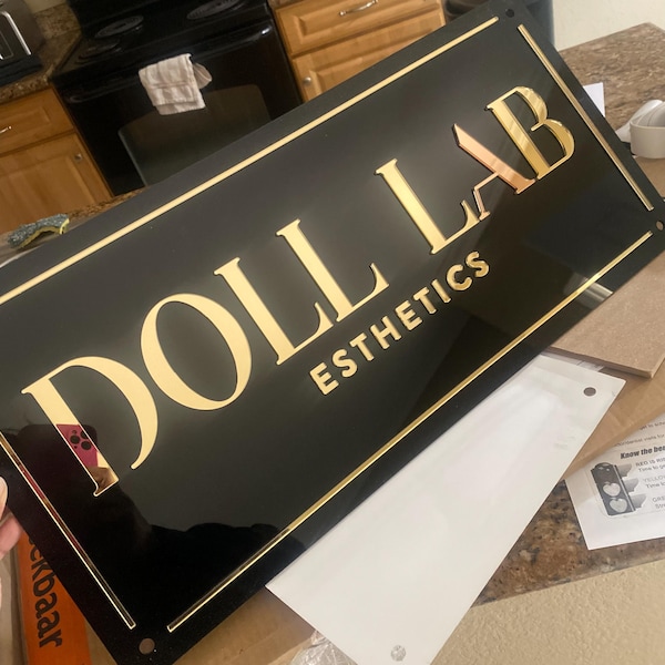 Transparent Acrylic Sign With Rose Gold and Golden Letters and Gold ...