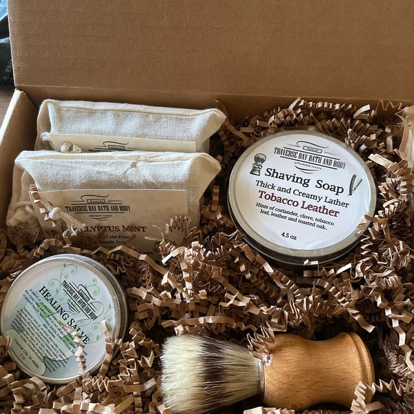 Shaving Kit Gift Box, 2 Bars Cold Process Soap, Shaving Soap, Shaving ...