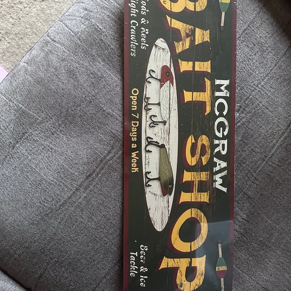 Personalized Bait Shop Sign Fishing Signs Decor Man Cave Decorations ...