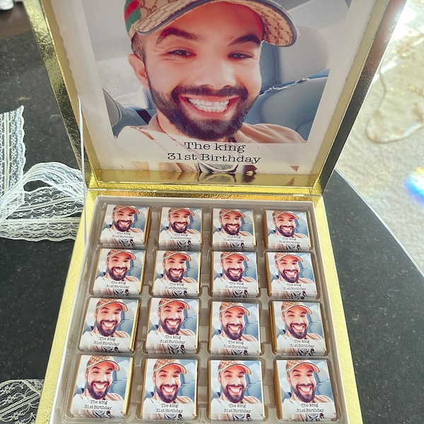Happy Birthday Chocolate, Favors, First Birthday, Custom Photo Mini ...