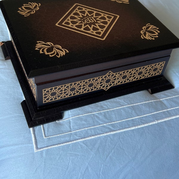 Custom Quran With Wooden Box, Bismillah Written Personalized Gift Box ...