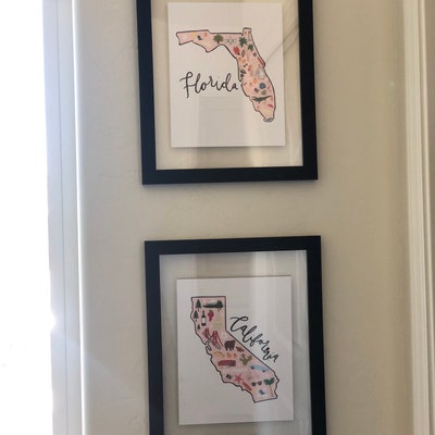 Illustrated Florida Art Print, Cute Florida Map Print, Modern Florida ...