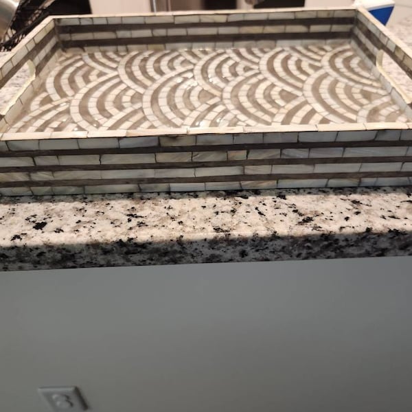 Waves Mother Pearl Tray, Ocean Rectangle Serving Tray, Beach Breakfast ...