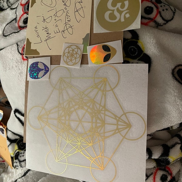 Metatron's Cube, Vinyl Sticker, Window Decal, Prismatic Rainbow Gold or ...