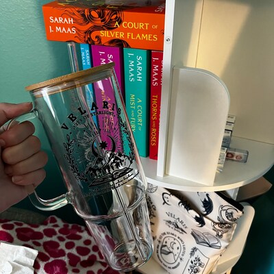 ACOTAR 40 Oz Glass Cup With Lid and Straw, Velaris City of Starlight ...
