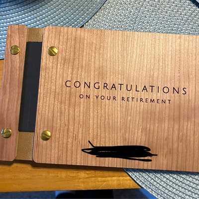 Personalized Retirement Book Wooden Guest Book With Custom Engraved ...