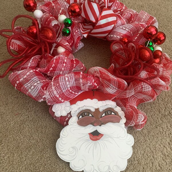 Fat Santa Head Cutout, Unfinished Wooden Craft Shape, Wall Decor, DIY ...