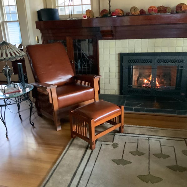 Craftsman / Mission Morris Chair and Ottoman Set - Chestnut Brown ...
