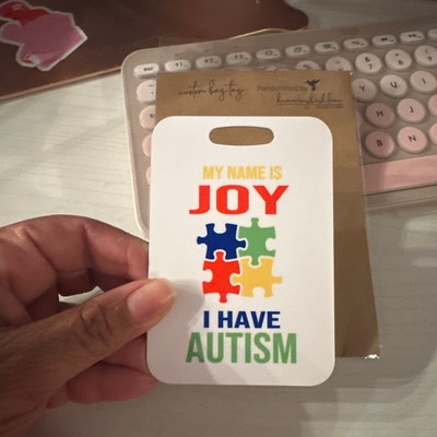 Autism Bag Tag, Autism Alert Tag, Personalized Bag Tag, Autism Hang Tag ...
