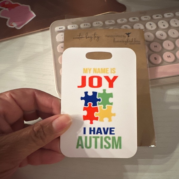 Autism Bag Tag, Autism Alert Tag, Personalized Bag Tag, Autism Hang Tag ...