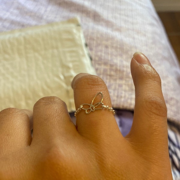 Sterling Silver Butterfly Chain Ring: Dainty Stacking Jewelry - Etsy Canada