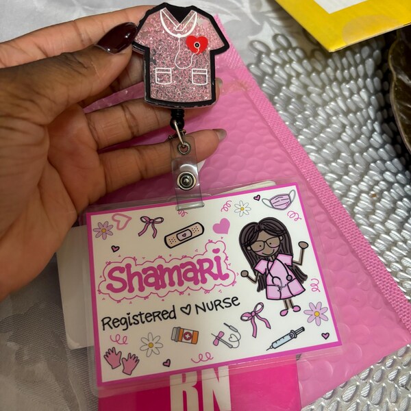 Personalized HORIZONTAL Badge Buddy: Healthcare Name Tag Badge Back 4”W ...