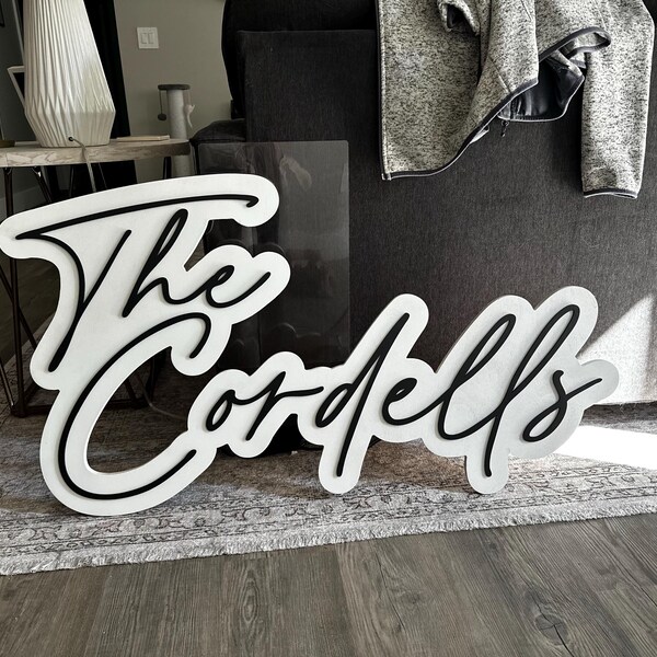 Large Last Name Sign, Cut Out Last Name Sign, Wedding Name Sign, Double ...