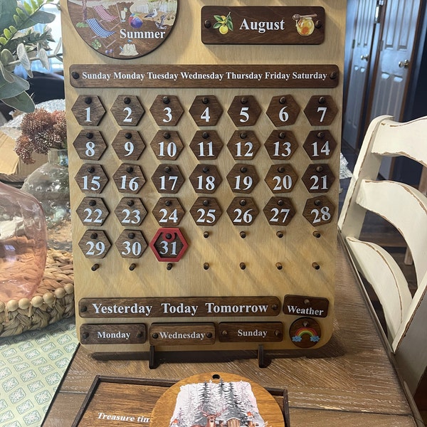 Wooden Perpetual Calendar for Kids,montessori Classroom, Homeschool ...