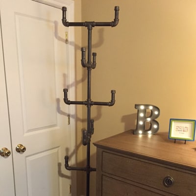 Heavy Duty Pipe Hat Rack Hat Stand Industrial Style Hat Rack Black ...