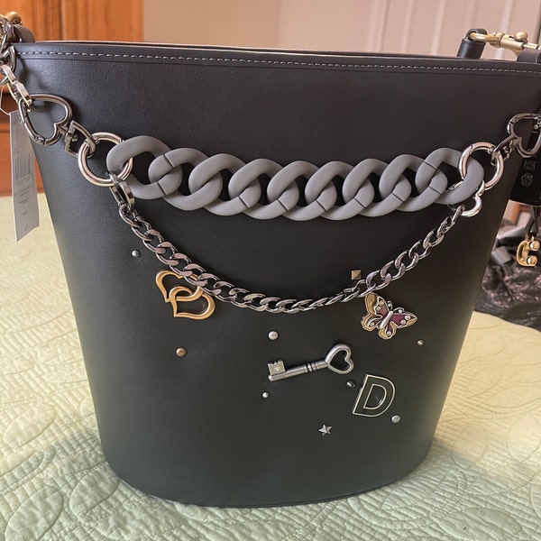 Chunky Purse Strap - Novelty Bag Chain - Gray & Gunmetal Handbag Chain ...