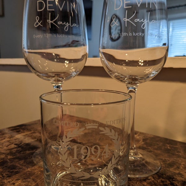 Custom Designed Glasses, Custom Logo Glass, Etched Glassware Gift ...
