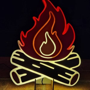 Campfire Sign, Neon Like , Campfire Light , Wall Decor, Night Light ...