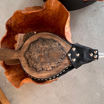 Solid Oak Wood Bellows With a Leather Band Hand Crafted Bellows Carved ...