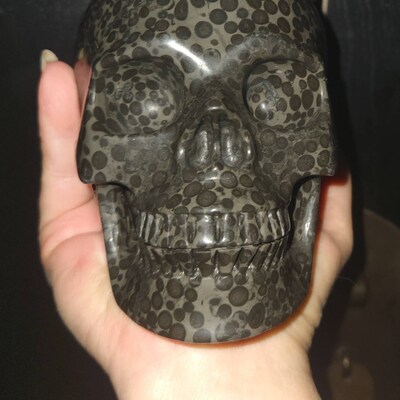 Skullis Necklace of Black Obsidian Hand Carved Crystal Skull Pendant ...