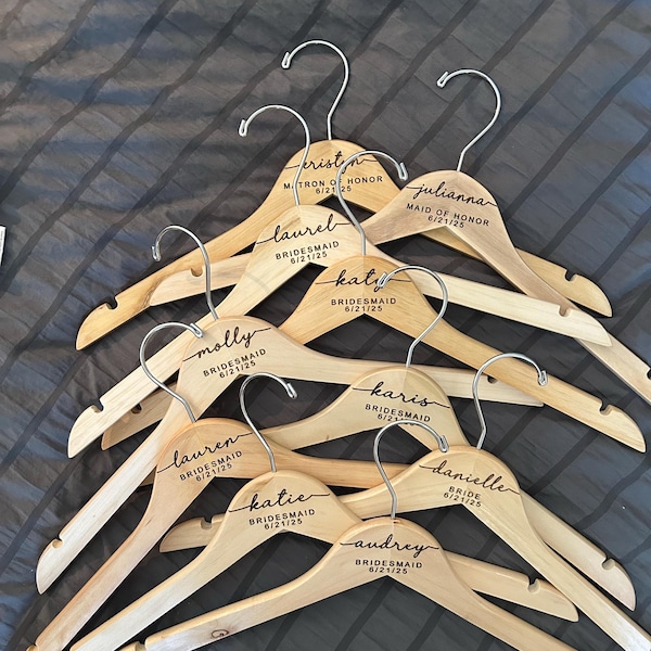 Personalized Bridesmaid Hangers - Wedding Hanger - Wooden Engraved ...