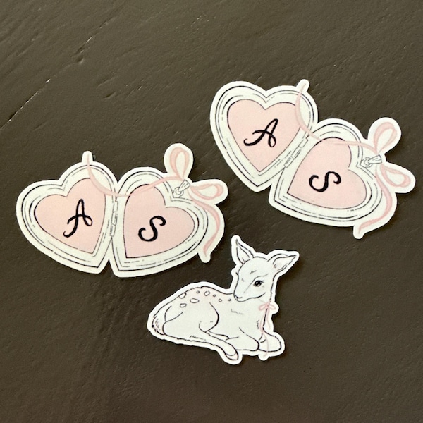 Custom Initials Heart Locket Sticker, Couples Gift, Anniversary, Hand ...