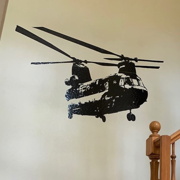 Military Chinook Helicopter Wall Art Decal Sticker. Veteran's Day Gift ...