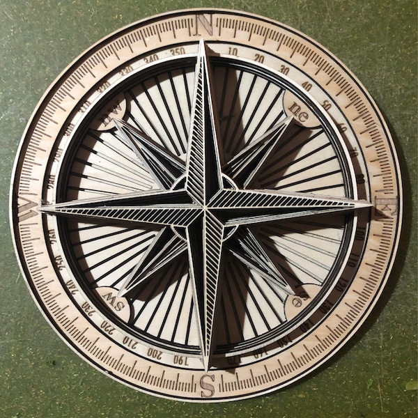 Multilayer Laser Cut Compass, Compass Dxf File, SVG Ai EPS Dxf Laser ...