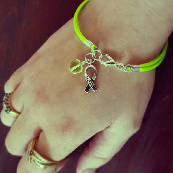 Lime Green Awareness Bracelet (cotton/poly) - Muscular Dystrophy, Lyme ...