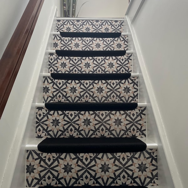 Moroccan Tile Pattern,stair Riser Stickers,peel and Stick Stair Riser ...