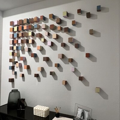 Wood Wall Art. Slats Wall Art in Happy and Bold Colors. 3D Art, Modern ...