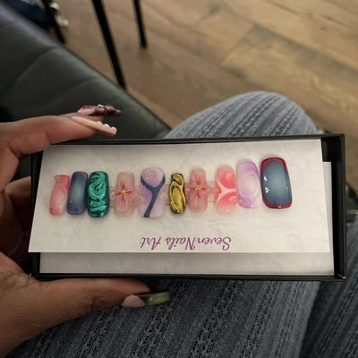 Blue Ocean Theme Style Nails Ocean-inspired Press on Nails Marine Nail ...