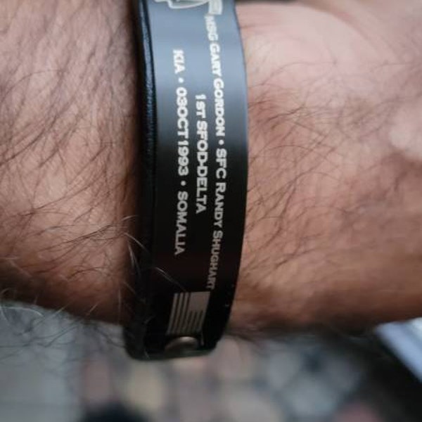 Custom Engraved Memorial Military Bracelet Military Black Stainless ...