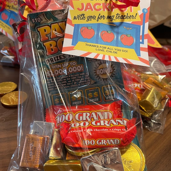 Jackpot Teacher Appreciation Printable Tag, Teacher Gift, End of the ...
