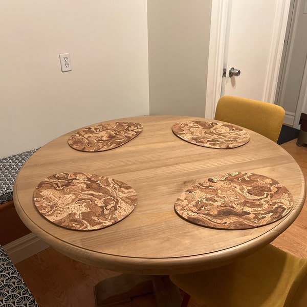 Portugal Cork Table Mats Placemats Set, Rectangular, Stain Heat Water ...