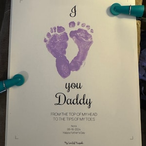 Printable I Love You Heart Footprint Keepsake Gift Mother's Day Gift ...