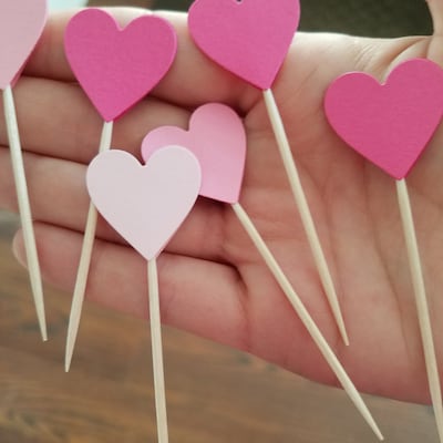 Mixed Pink Heart Cupcake Toppers, Food Picks, Party Decor, Sweet 16 ...