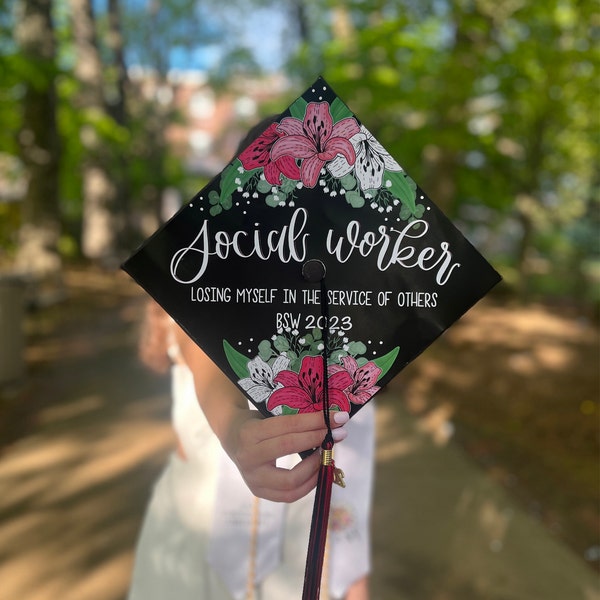 Custom "social Worker" Graduation Cap Topper, Social Work Graduation ...