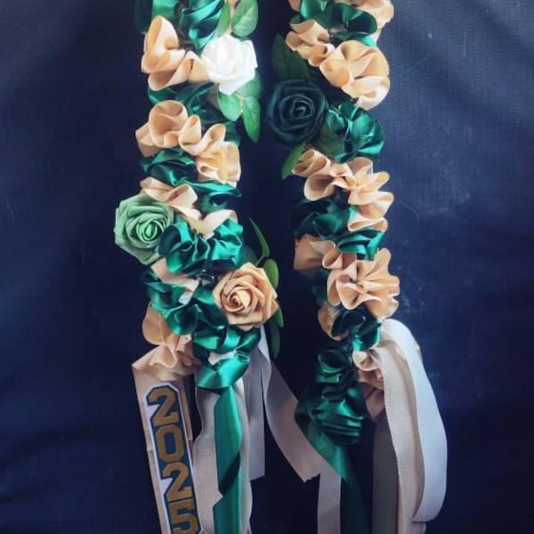 School Color Graduation Celebration Rose Hawaiian Ribbon Lei - Etsy