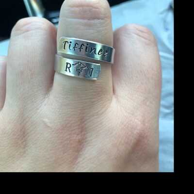 RN Ring RN / Nurses / Nursing Student / Nurse Gift Hand Stamped Ring ...