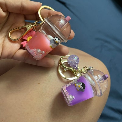 Pink Liquid Keychains, Kawaii Boba Babies, Cute Keychain Bag Charms ...
