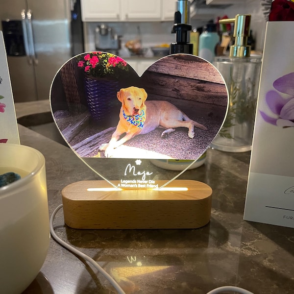 Photo Engraving Custom 3D Acrylic Night Light Personalized Bedroom LED ...