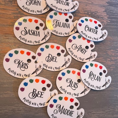 Artist's Name Tags, Palette Shaped Name Badges, Custom Printed Name ...