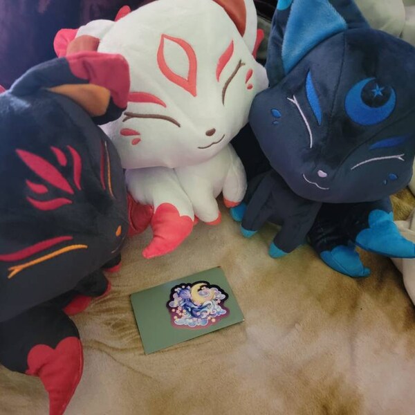 Kawaii Kitsunes Zenith Plushie | Cute Kitsune Plushie | Dark Moon Fox ...