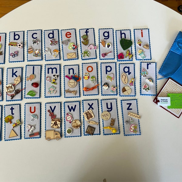Montessori ABC Flash Cards With Wooden Trinkets, Alphabet Learning - Etsy