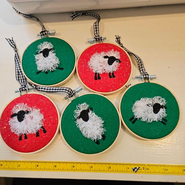 Fuzzy Sheep Lamb SET of 5 Types and 5 Sheep in Row Fringed Machine ...