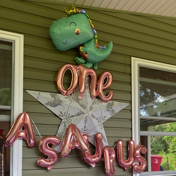 Oneasaurus Balloon Banner Dinosaur 1st Birthday Dino Decor Dinosaur ...