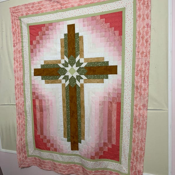 Farmhouse Cross Quilt Pattern – Floral Watercolor Effect (PDF Download ...
